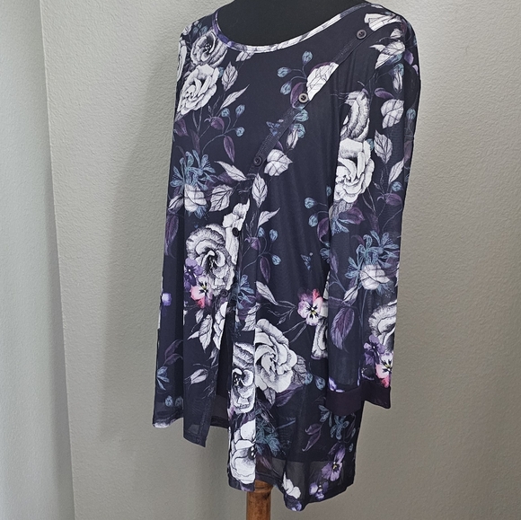 valolia | Tops | Floral Purple Layered Flowy Blouse Xl | Poshmark
